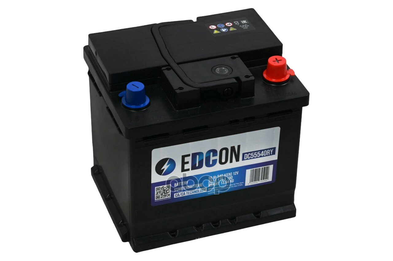 Аккумуляторная батарея! +справа 55Ah 540A 207/175/190 DIN EDCON арт. DC55540RY