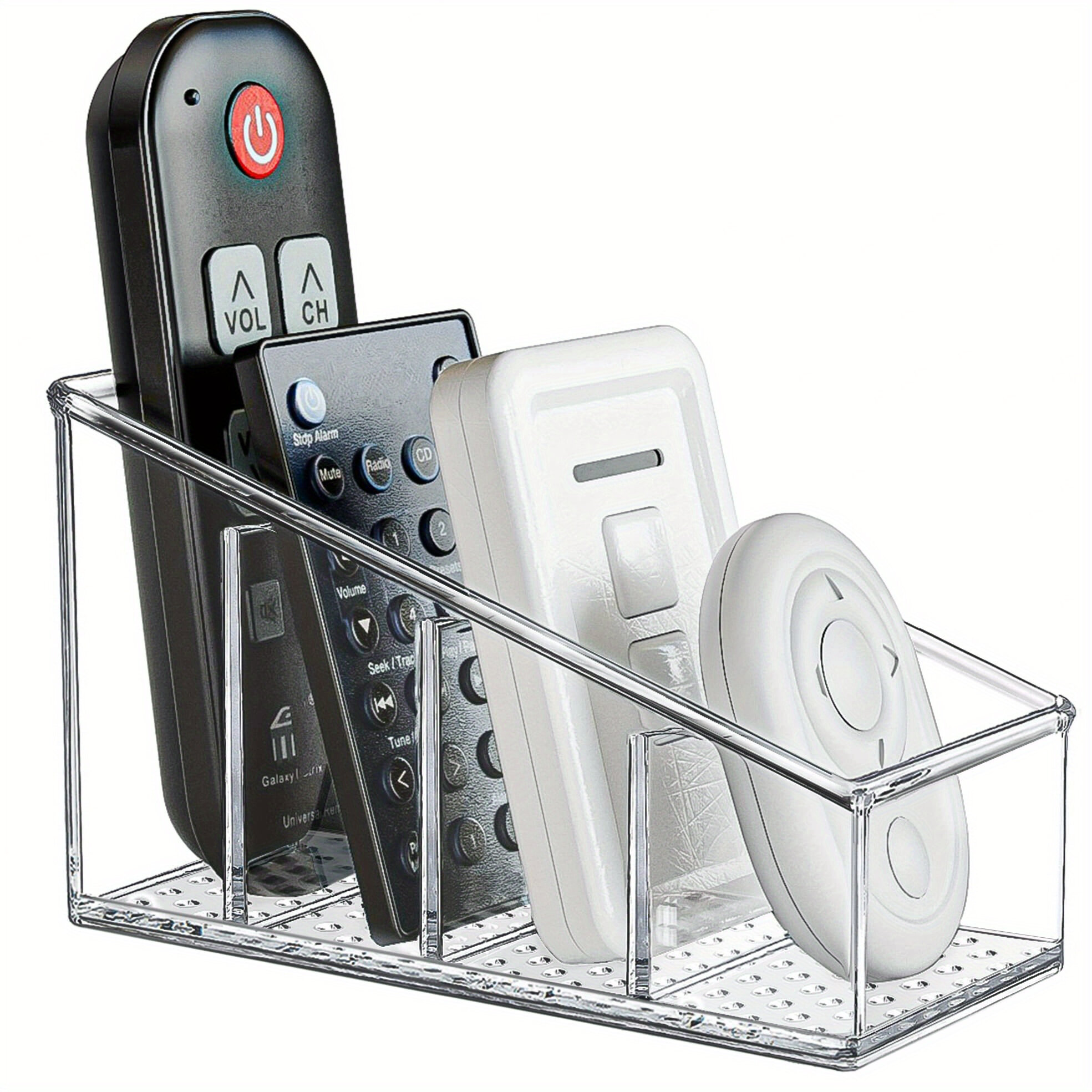 Органайзер для стола с 4 отделениями разной высоты, прозрачный пластик, держатель для пультов, косметических кистей и ручек