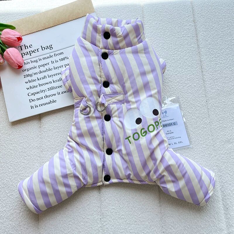 Фиолетовая хлопковая кошельковая куртка для крупных щенков (размер ХХЛ, подходит для шнауцеров, терьеров)