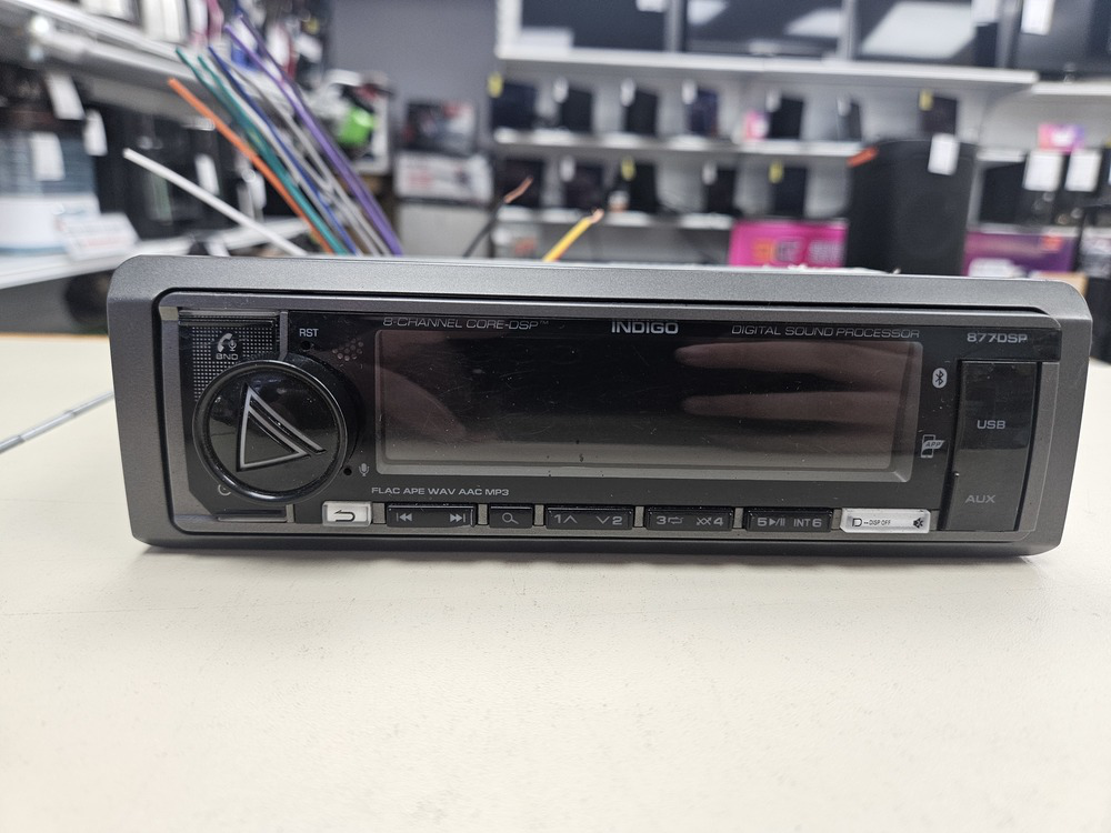 Автомагнитола AurA "INDIGO-877DSP", 8 каналов, 51Вт на канал, USB, AUX, Bluetooth, 1DIN, б/у, уценка