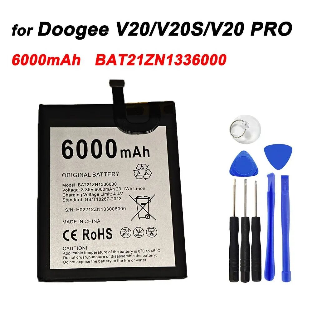 6000mAh Заменная батарея сотового телефона для Doogee V20 V20S / V20 Pro BAT21ZN1336000 батарея для V20Pro с инструментами