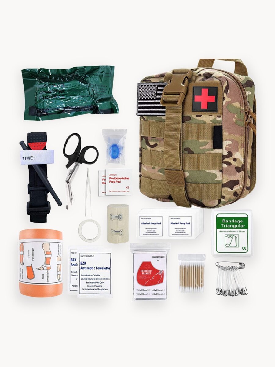 Тактическая армейская аптечка MyPads с набором первой медицинской помощи, для военных, мобилизованных , непромокаемая. Хаки