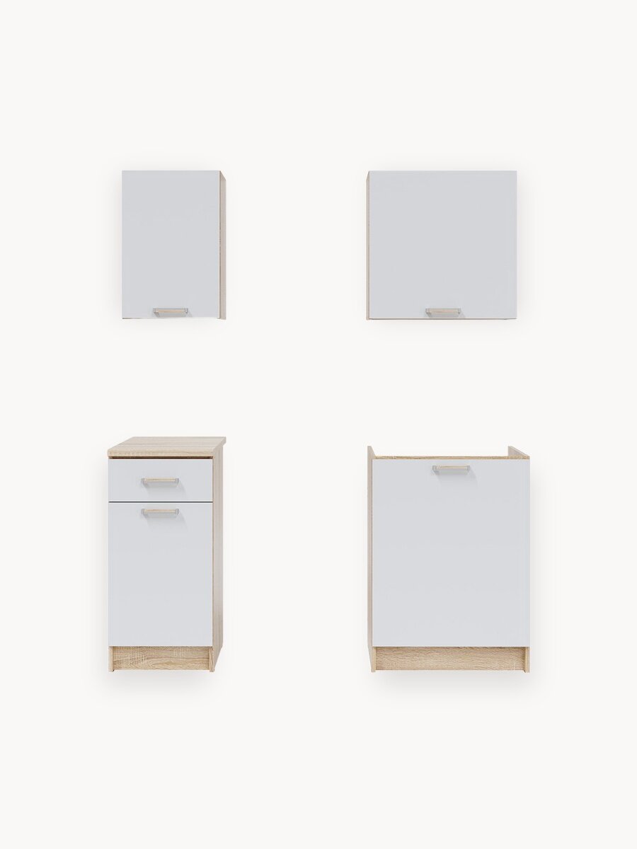 Кухонный гарнитур Hoff Ника, 100x208x60 см, ЛДСП, цвет дуб сонома, белый