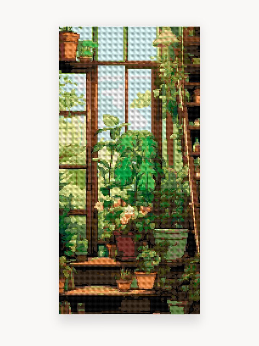 Алмазная мозаика на подрамнике - вышивка Домашний дендрарий 30 х 60 см