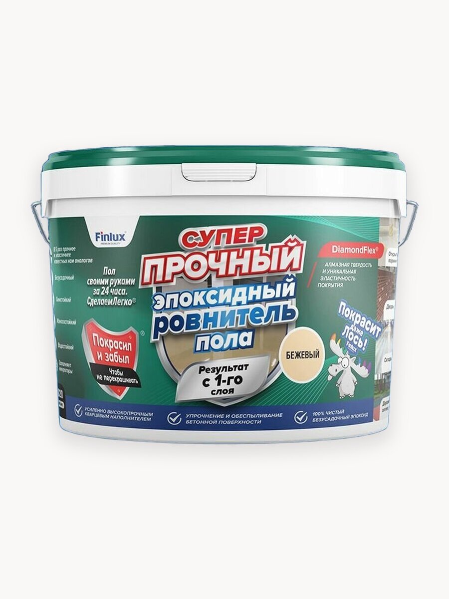 Эпоксидный ровнитель для наливного пола Finlux F-1020, двухкомпонентная смесь, нивелир 10 кв. м