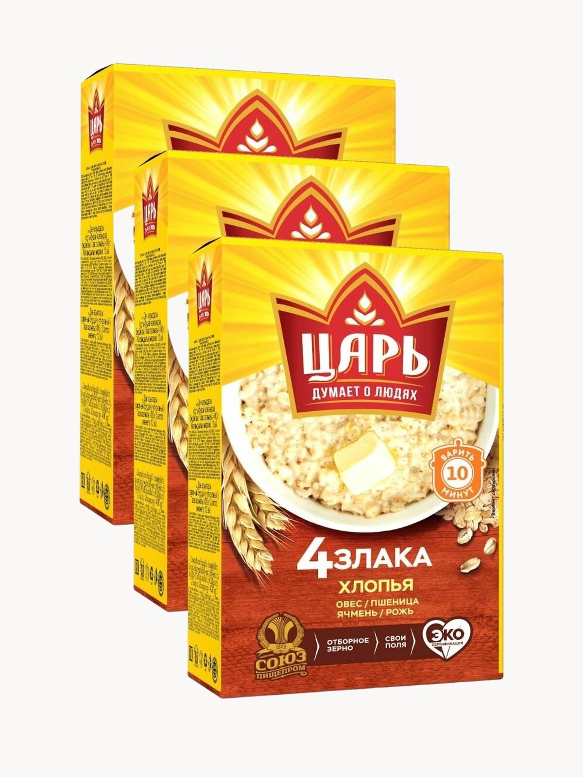 Хлопья Царь из 4-х злаков 400г. Набор 3 шт.