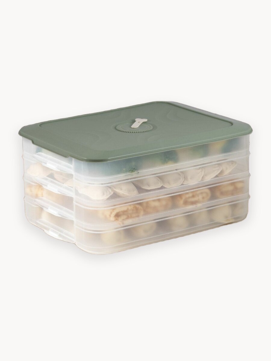Контейнер для заморозки, и хранения 4 уровня, зеленый, 30 см x 20.5 см x 15 см