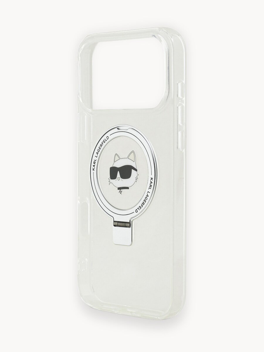 Чехол Karl Lagerfeld на iPhone 17 Pro, с магнитами MagSafe, с кольцом-подставкой, с принтом IML Design, прозрачный