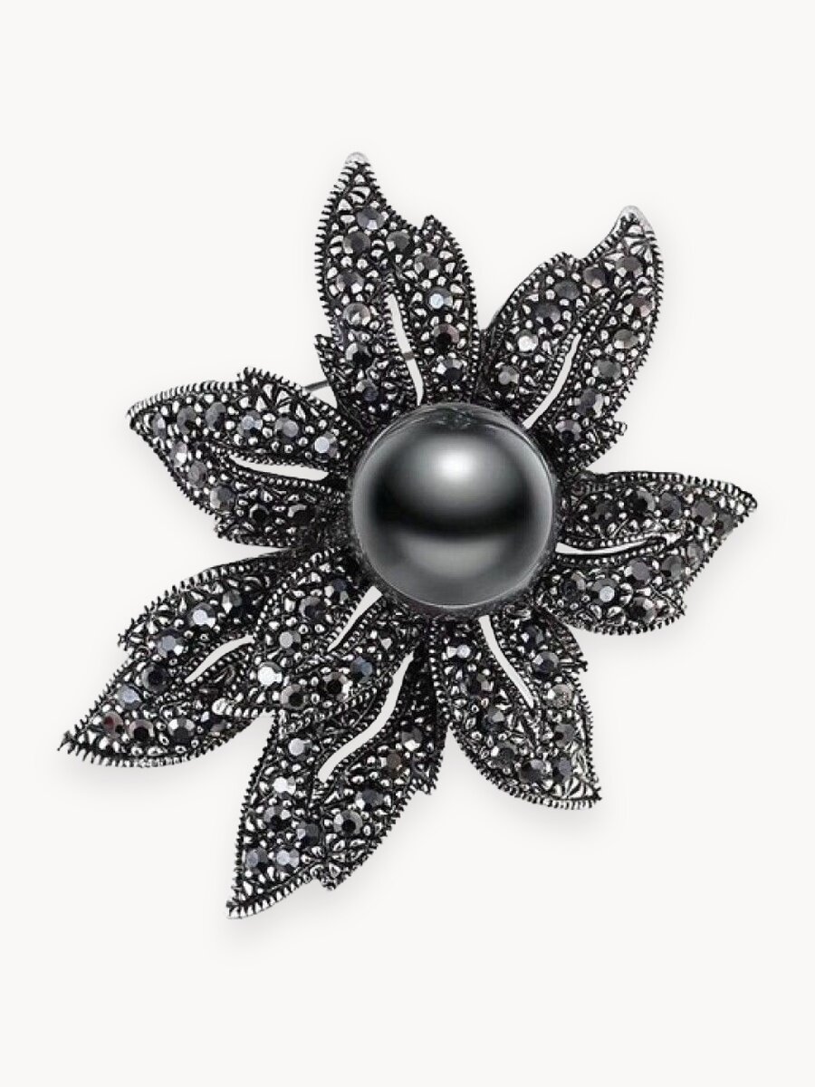 Брошь, стразы, жемчуг имитация