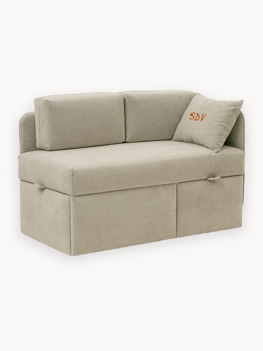 Кушетка диван Патти 123x80x66 см, угол справа, Велюр - Эпик 12, Бежевый, Диван кушетка раскладная. Выкатной механизм