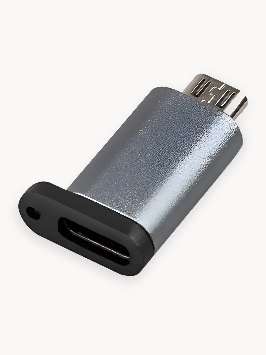 Переходник Micro USB на Type-C G-09 серый, адаптер переходник Micro USB гнездо Female (F) / Type-C штекер Male (M)
