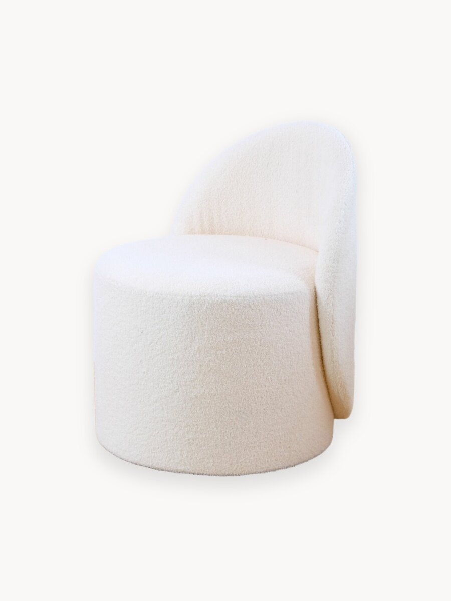 Пуфик круглый со спинкой в прихожую спальню экомех белый