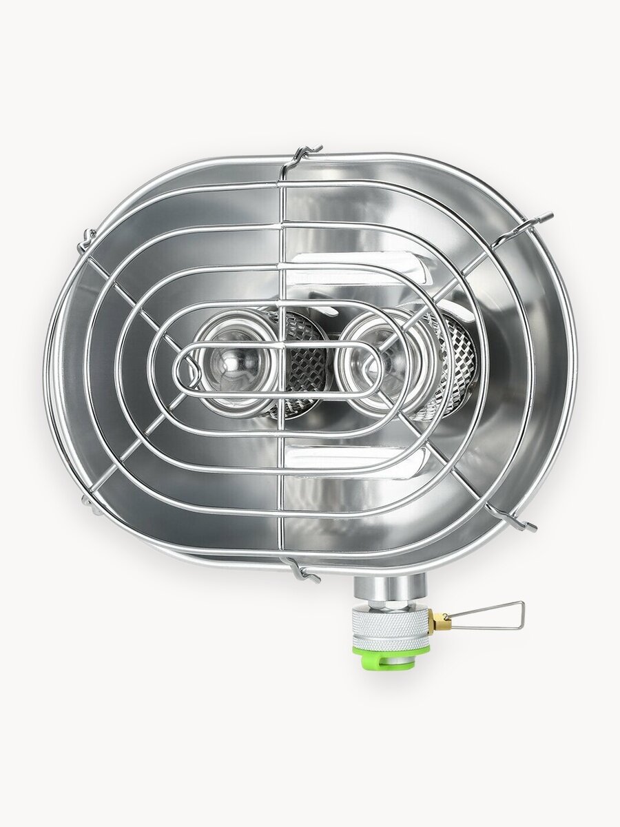 Инфракрасный газовый обогреватель повышенной мощности с возможностью работы от двух типов баллонов (цанговых и резьбовых)