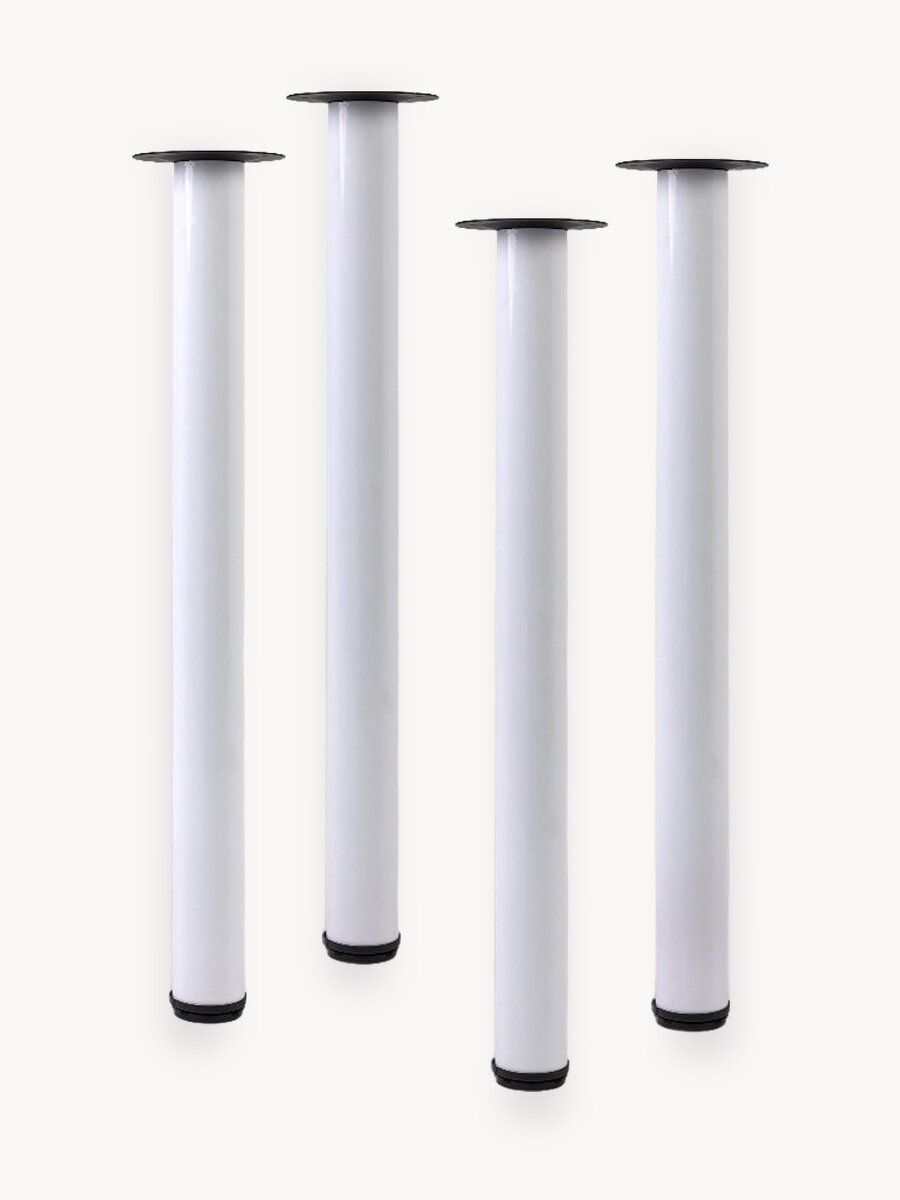 Комплект ножек для стола 4 шт, мебельные металлические опоры, регулируемые, цвет белый