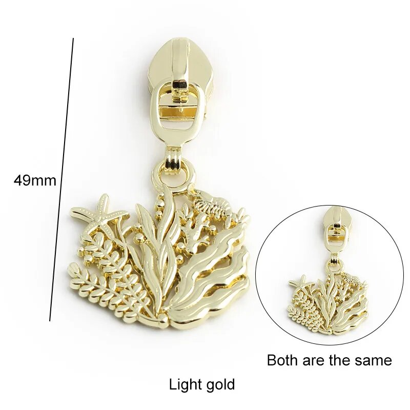 Сменные бегунки для молний Ocean 5# Style6-Light gold, 6 pieces