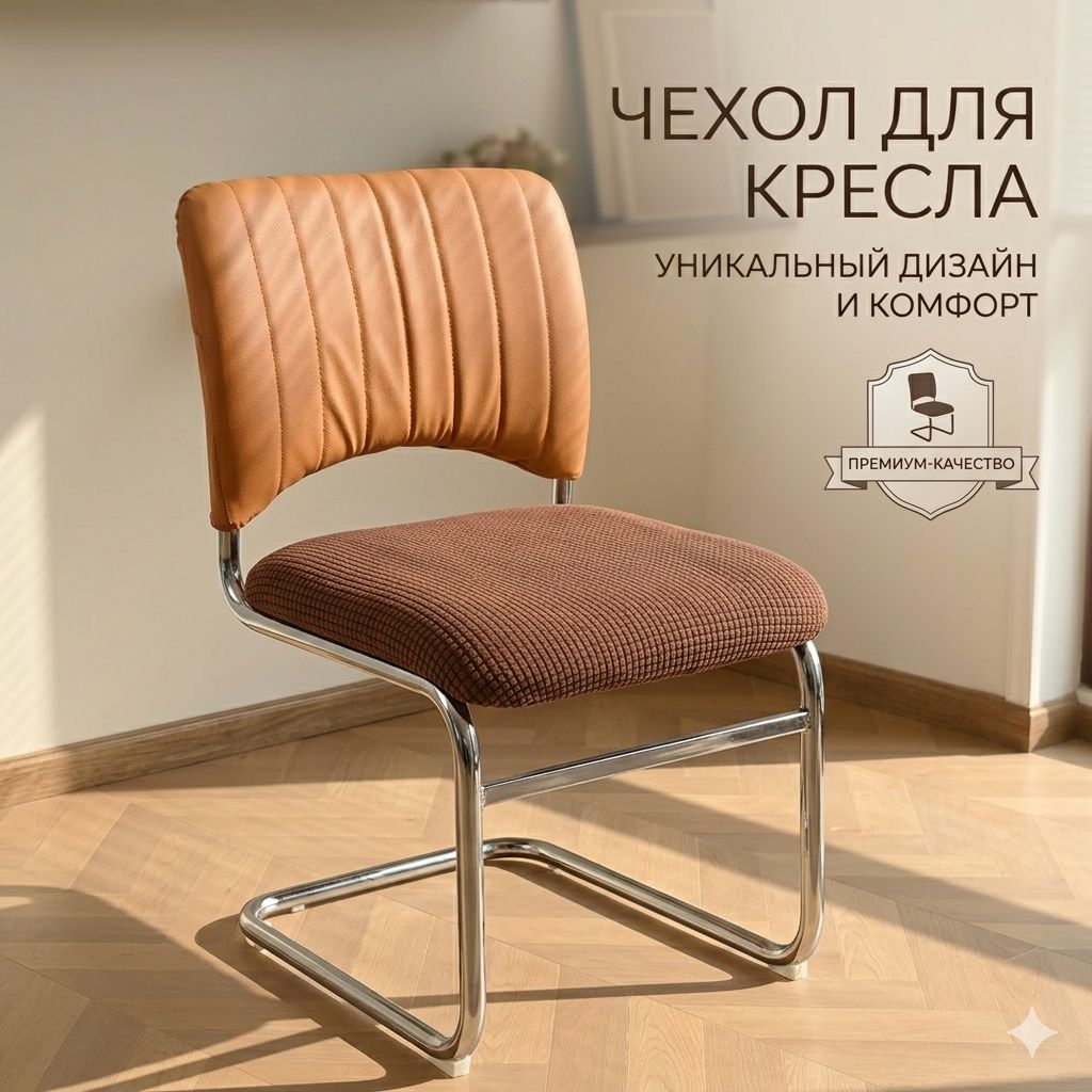 Чехол на мебель для стула 45x45 см на резинке коричневый