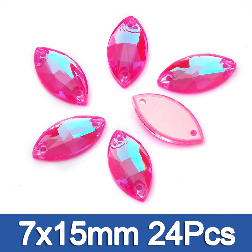 PUBRILEX Electric Pink DeLite стразы Navette 7x15mm 24Pcs