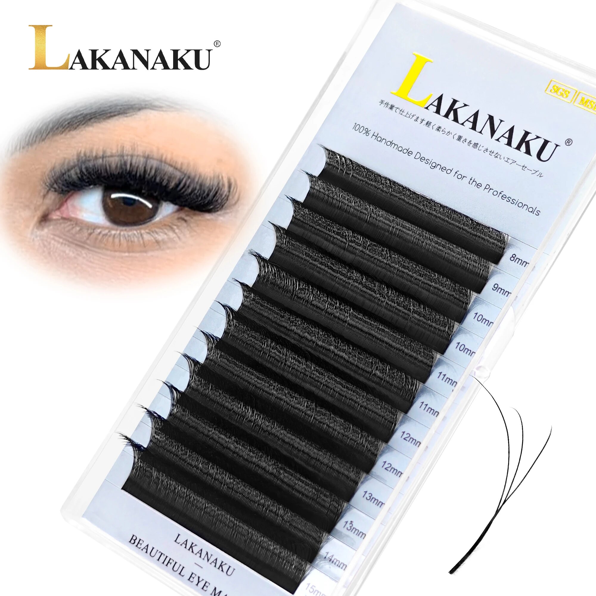 Наращивание ресниц LAKANAKU 3D W, 4D W, 5D W C, MIX(8-15mm), Narrow 3D W Lash