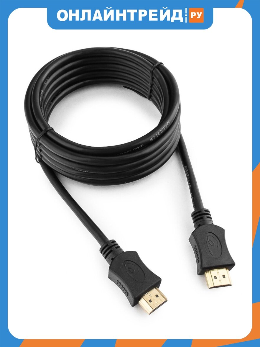 Кабель HDMI Cablexpert , 3.0м, v2.0, 19M/19M, серия Light, черный