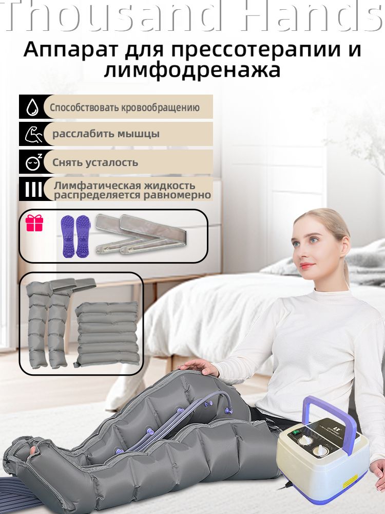 Аппарат для прессотерапии и лимфодренажа LEK-AM-6 для всего тела (Воздушный насос + 5 шт. 6-камерная манжета, 2 для ног, 2 для рук, 1 для талии)