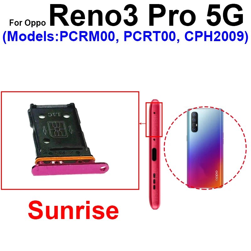 Лоток для SIM-карты для OPPO Reno 3 Reno 3Pro Reno 3 Vitality Edition гнездо для 3 Pro-5G-Sunrise
