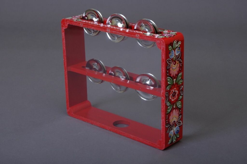 MS-RZ-BB-12 Бубен из массива бука с натяжкой д.25см с росписью, Мастерская Сереброва