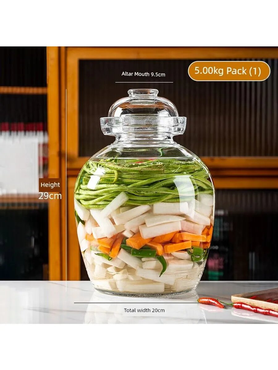 Банка для солений (5 л, утолщенное стекло)