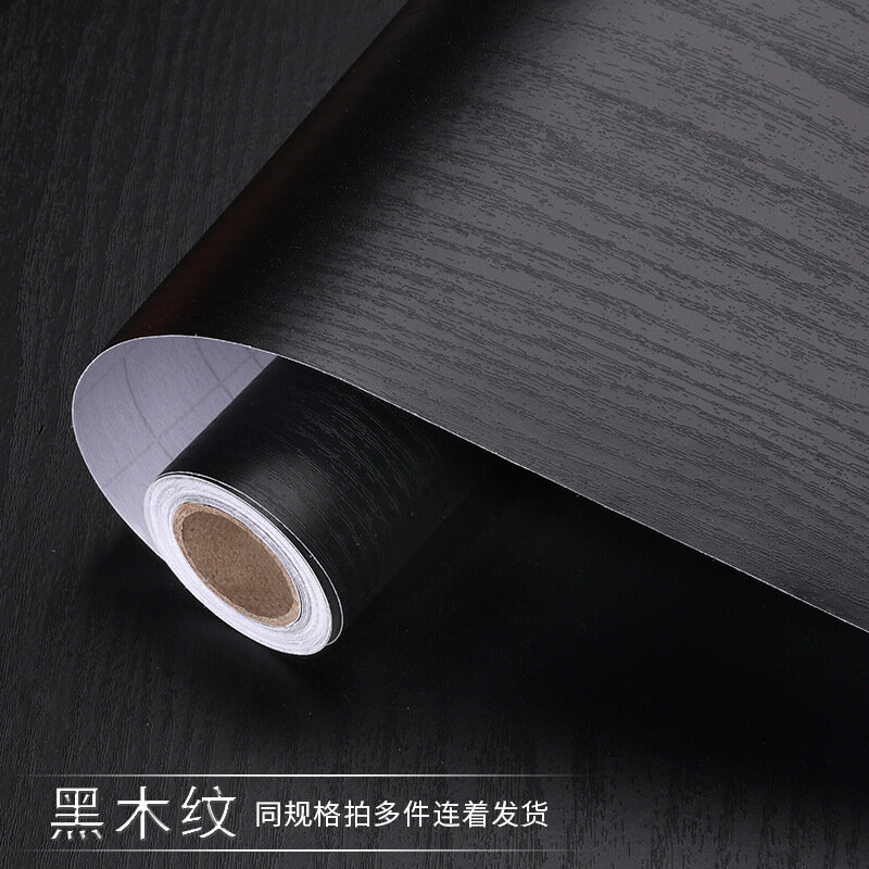 Черные самоклеящиеся обои, матовая пленка с эффектом древесной текстуры для дверей шкафов, пленка, меняющая цвет, для роскошного обновления мебели.