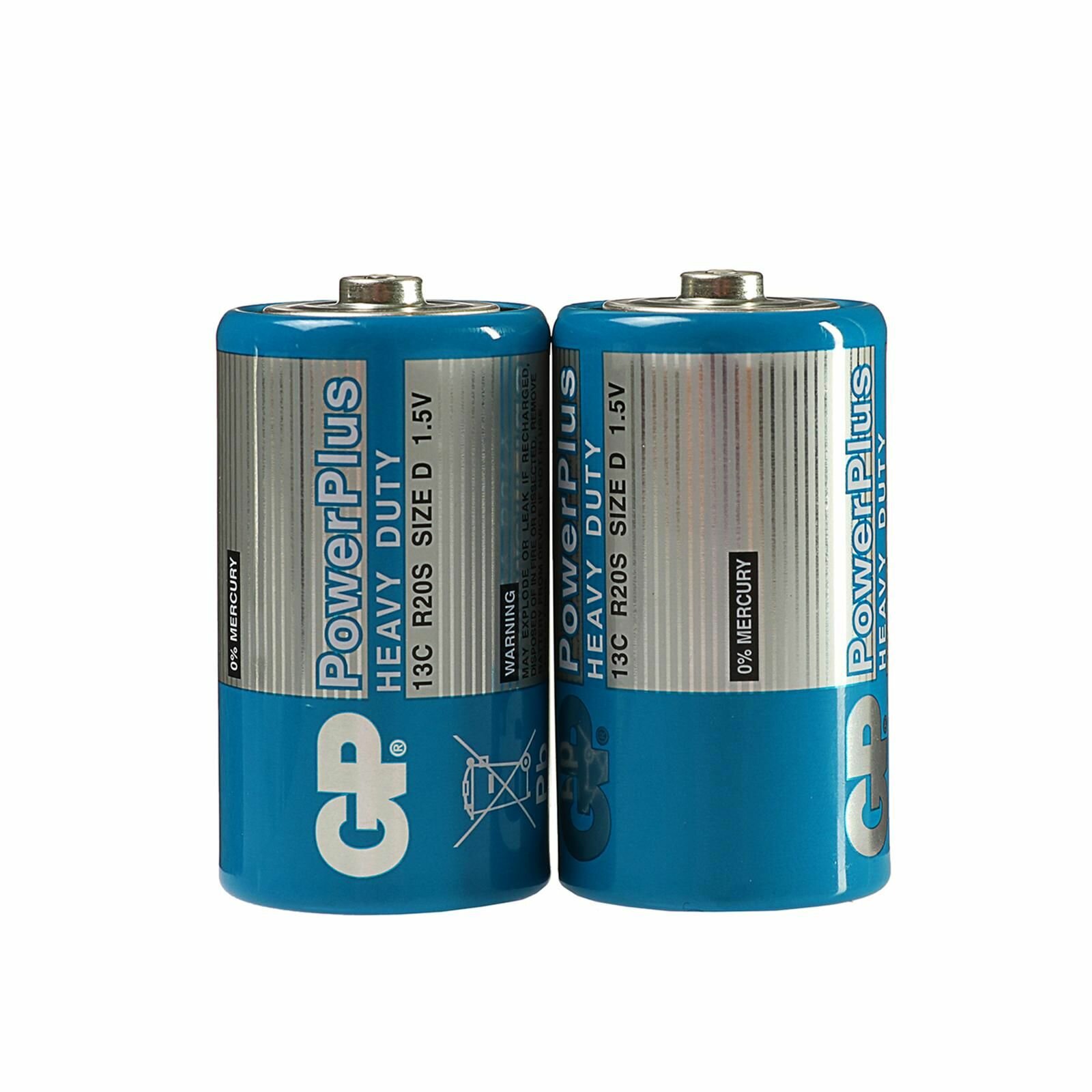 Батарейка солевая 2 шт. в упаковке PowerPlus Heavy Duty, D, R20-2S, 1.5 В, спайка