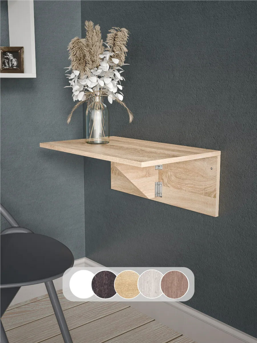 Досто Стол подвесной откидной настенный парящий полка на стену 60х37х24 см, Дуб сонома