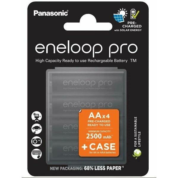 Аккумуляторная батарея Panasonic Eneloop Pro AA (BK-3HCDEC4BE) 2500 mAh 4 шт+кейс