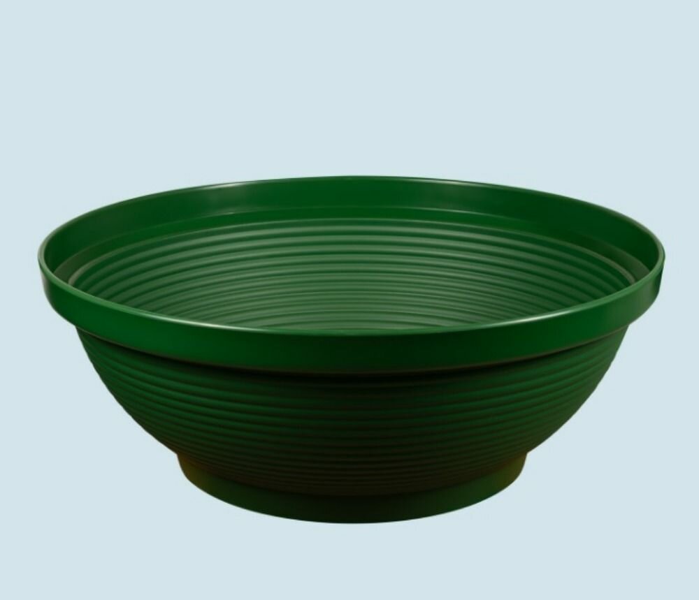 Кашпо ПластоС Клумба, пластмассовое, объем 53 л, диаметр верха 645 мм, высота 243 мм, зеленое