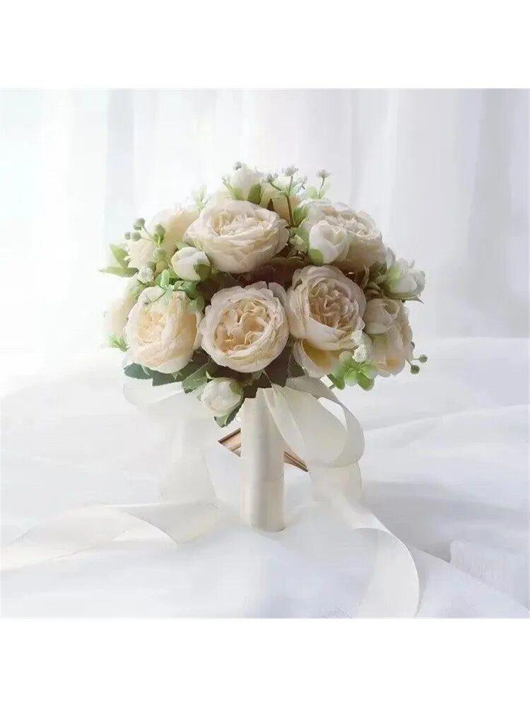 Свадебный букет из стабилизированных цветов Анемона, Гвоздика, белые цветы, для невесты