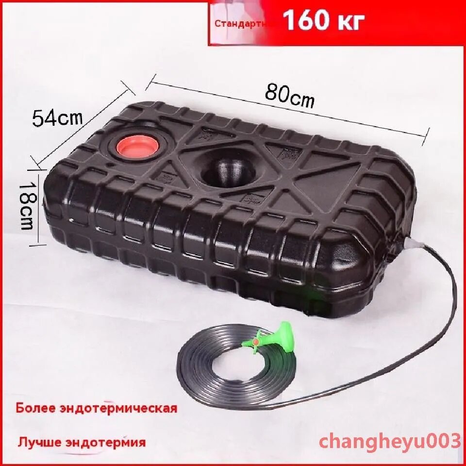 Душ садовый пластиковый черный 160 л с подогревом и каркасом 80x54x18 см