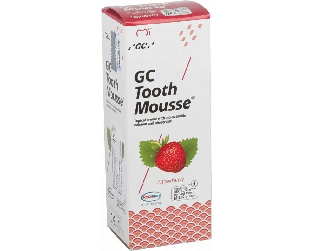 GC Tooth Mousse Зубной гель Клубника 35 мл для комплексного ухода и защиты от кариеса — фото 1