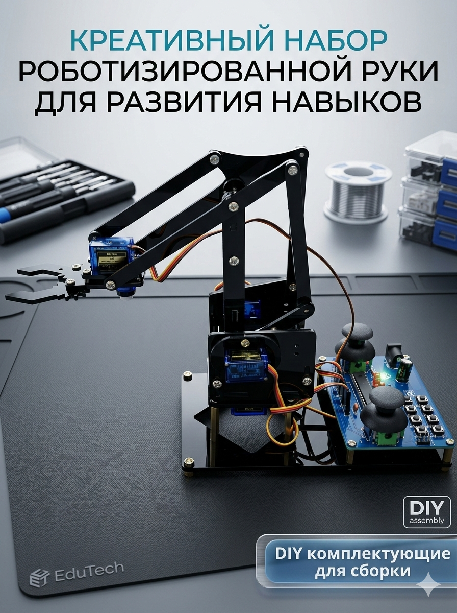 Робот-манипулятор DIY конструктор Kangdakeji Набор для программирования и пайки, робототехника и электроника для детей