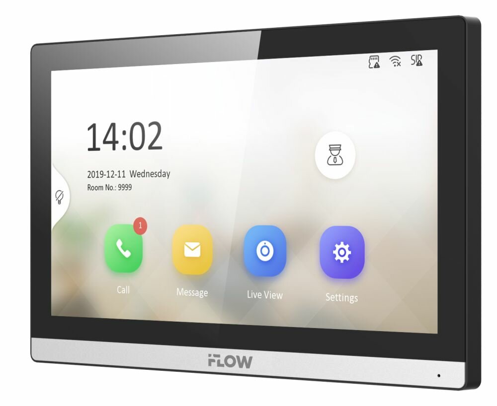 IFlow F-VI-3445IPWE1 Монитор IP-видеодомофона, WI-FI, сенсорный 7" цветной TFT LCD экран, слот для microSD до 128Гб, 12В/PoE черный