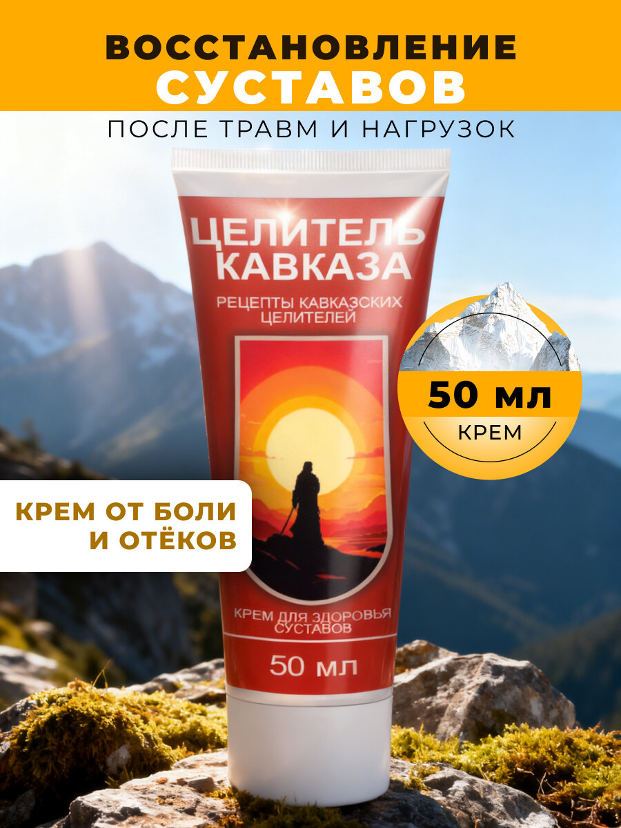 Крем для суставов Целитель Кавказа, активные ингредиенты, натуральный состав, туба, 50 мл