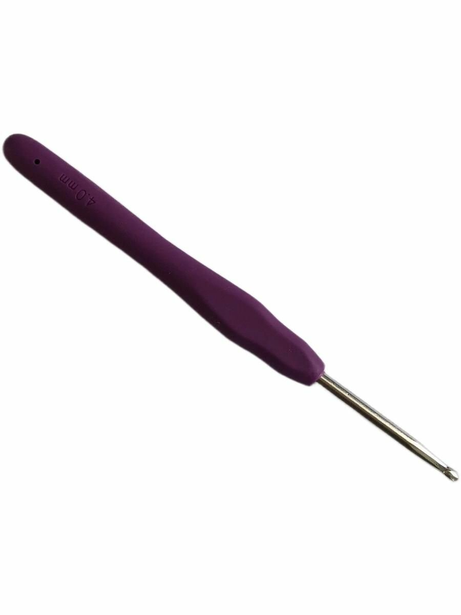 Крючок для вязания 4 мм с силиконовой ручкой