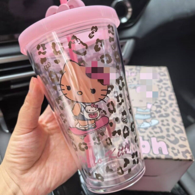 Серия «Звезда внешней торговли»: Тайский мультяшный дизайн KT, простая термокружка, стильная кофейная чашка, портативная чашка для напитков с трубочкой.