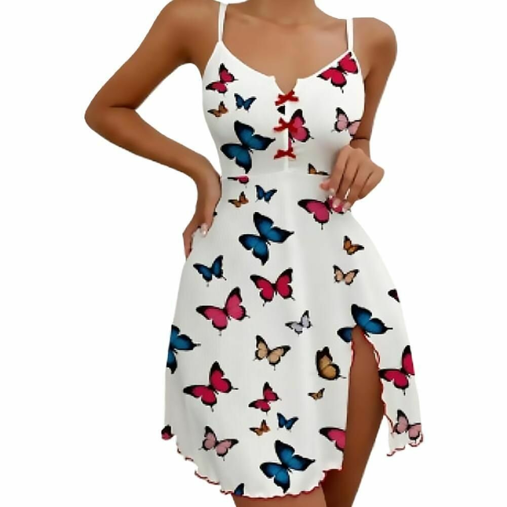 Женское модное платье-комбинация с принтом в виде сердечек