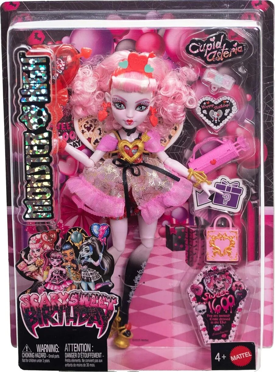 Кукла Mattel Monster High SCARFY SWEET BIRTHDAY - Купидон Астерия - Кукла с аксессуарами Монстр Хай JBG77