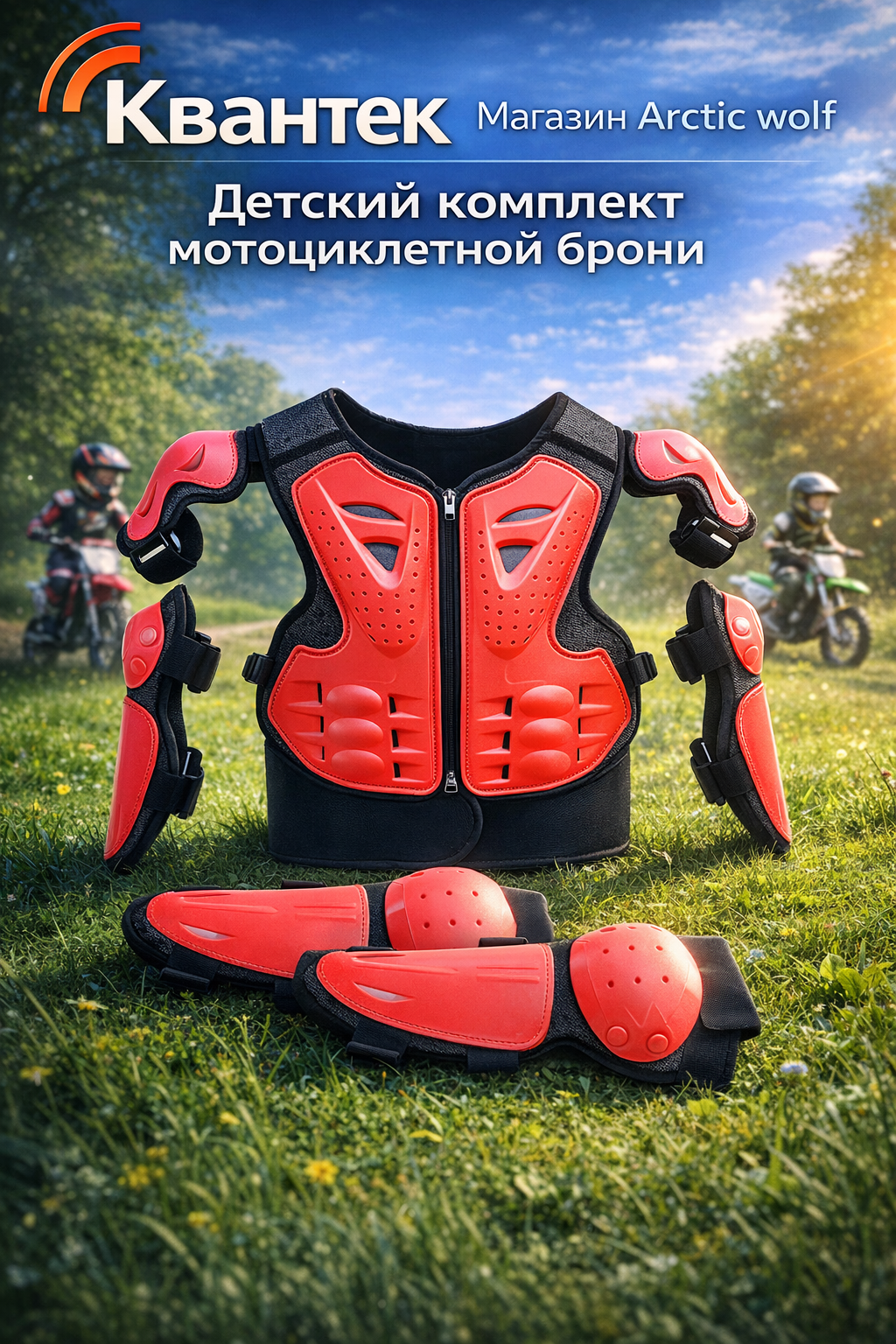 Детский мотоциклетный защитный бронекостюм, универсальный размер, ЭВА, с регулируемыми налокотниками и наколенниками