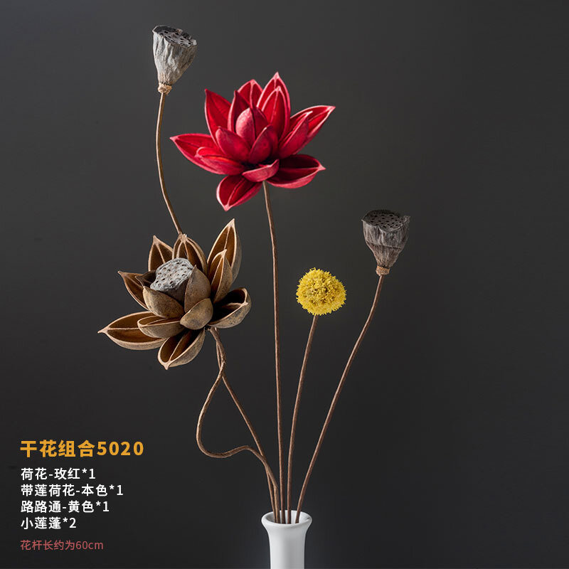 Букет из сухих цветов, декоративные украшения из настоящих цветов, лотос, высушенные на воздухе коробочки лотоса, натуральный корень лотоса, цветочная композиция в стиле дзен, украшение гостиной в китайском стиле.