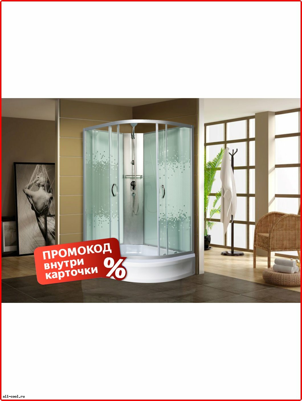Душевая кабина Мономах Leopoldo 100x80 средний поддон, асимметричная, белый