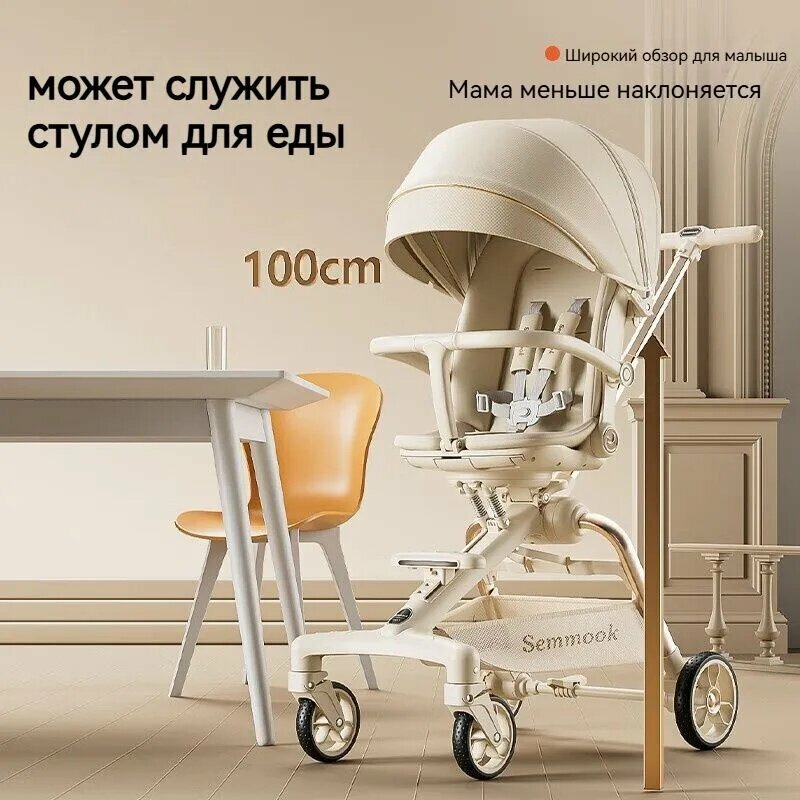 Детская коляска для новорожденных: Легкая коляска-трансформер с авиационным алюминием, 6-уровневой амортизацией, вращающимся сиденьем 360 и складыванием одним движением