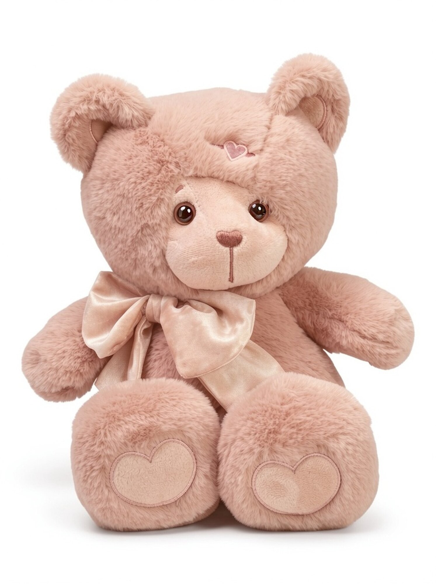 Мягкая игрушка KULT of Toys "Медведь Ляля", с бантом, пудровая
