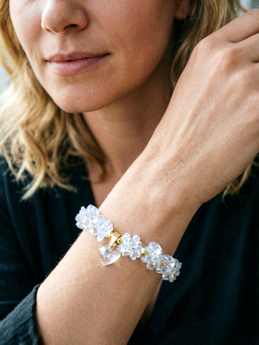 Плетеный браслет ENJOY Украшения из камней, лунный камень, горный хрусталь