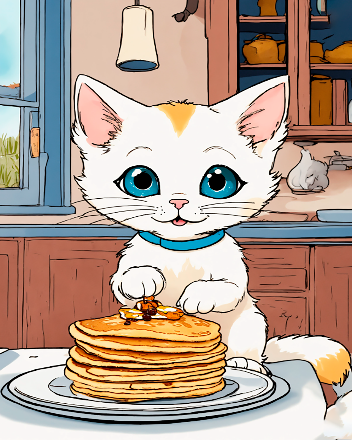 Картина по номерам "Котенок с блинами", хлопковый холст на подрамнике 40х50 см, акрил, 000 Art Hobby Home