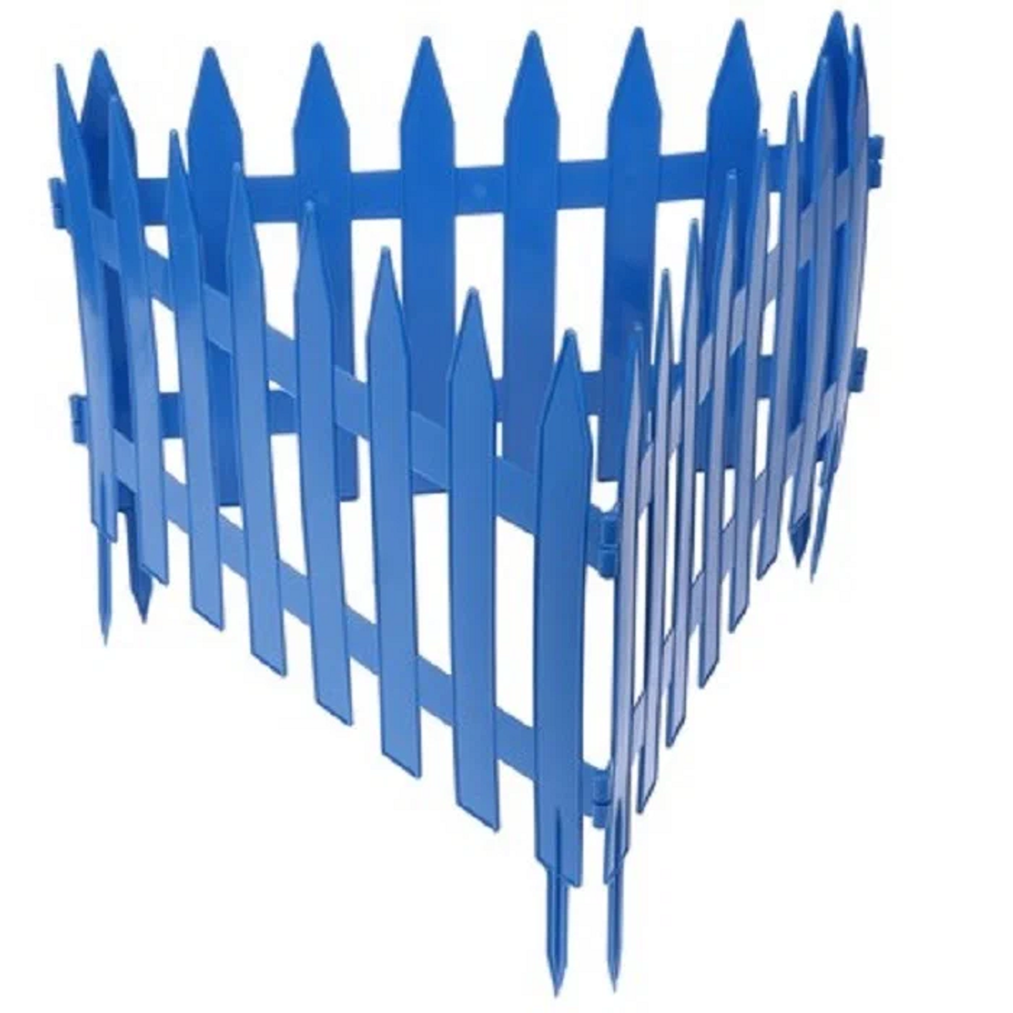 Пластиковый декоративный садовый забор, синий, 7 секций, 36 см х 3 м
